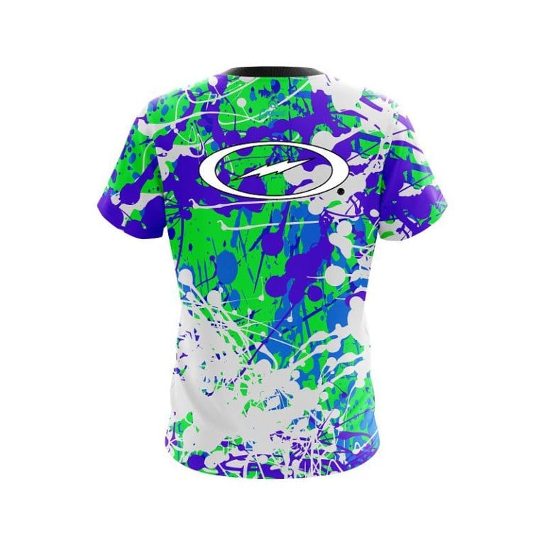Storm Paint Splatter Green Purple PBA CoolWick Bowling Jersey ...